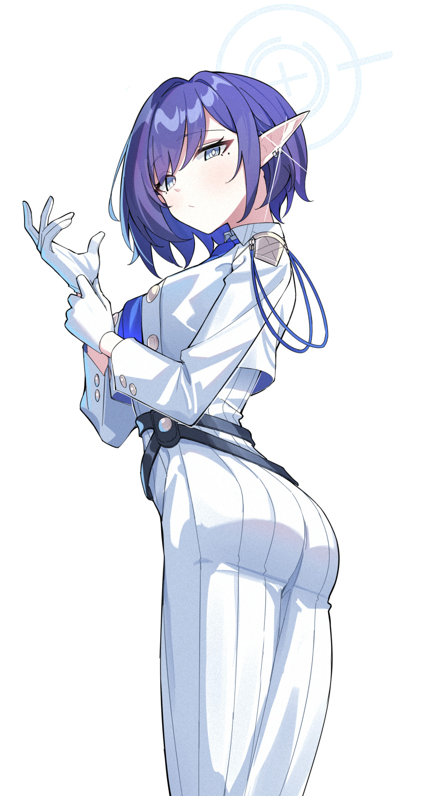 Safebooru - 1girl absurdres aoi (blue archive) blue archive blue eyes blue necktie gloves halo ...