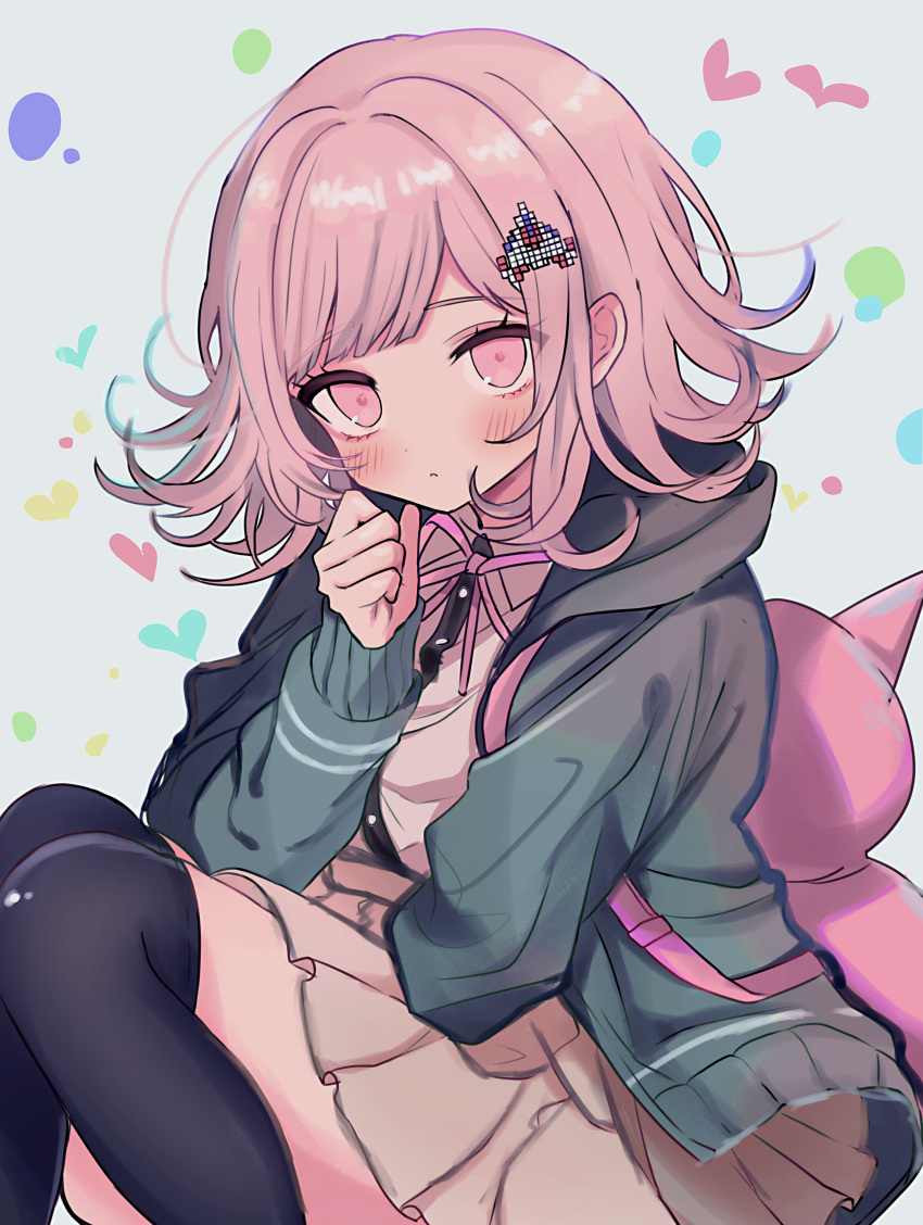 Safebooru - 1girl absurdres animal bag backpack bag black shirt black thighhighs blush brown ...