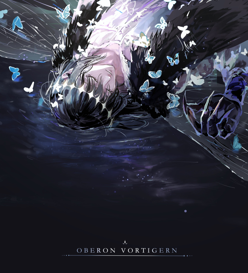 Safebooru - 1boy absurdres arthropod boy black hair blue butterfly bug butterfly cape character ...