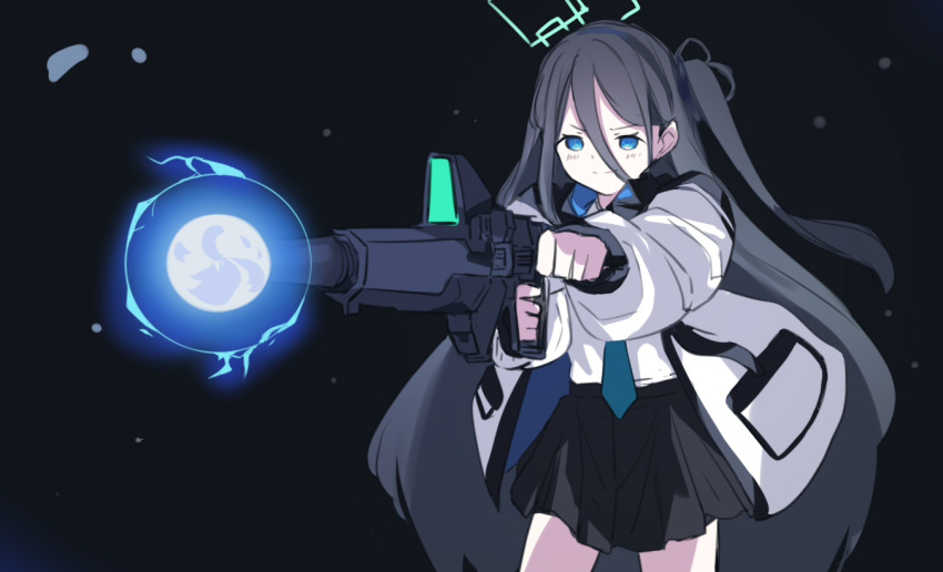 Safebooru - 1girl aris (blue archive) black hair black necktie black skirt blue archive blue ...