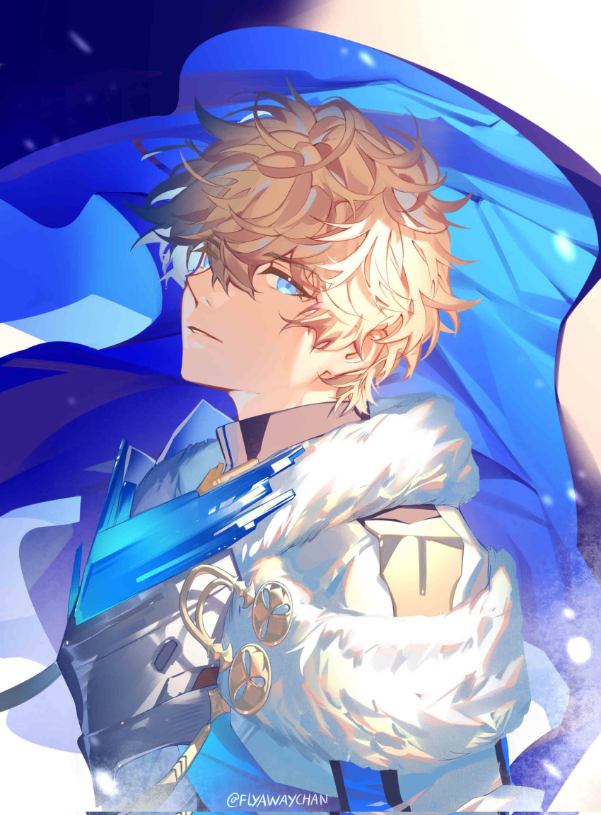 Safebooru - 1boy blonde hair blue eyes closed mouth english commentary flyawaychan gepard landau ...