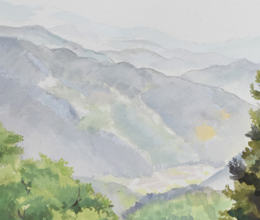 Safebooru - branch grass highres leaf mountain mountainous horizon no ...