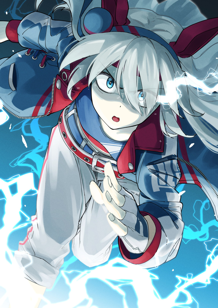 Safebooru - 1girl absurdres animal ears belt blue eyes blue jacket blue shirt breasts ...