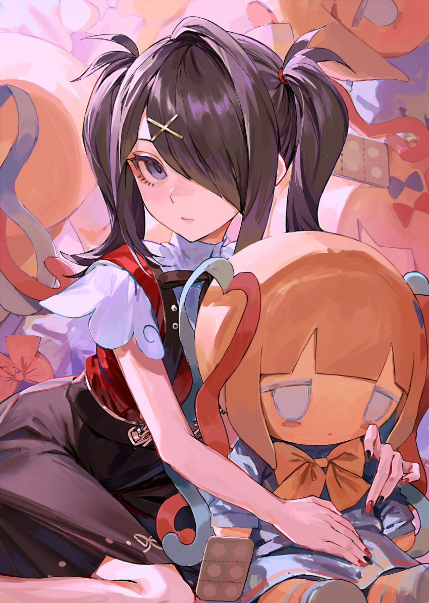 Safebooru - 1girl ame-chan (needy girl overdose) black hair black nails black skirt character ...