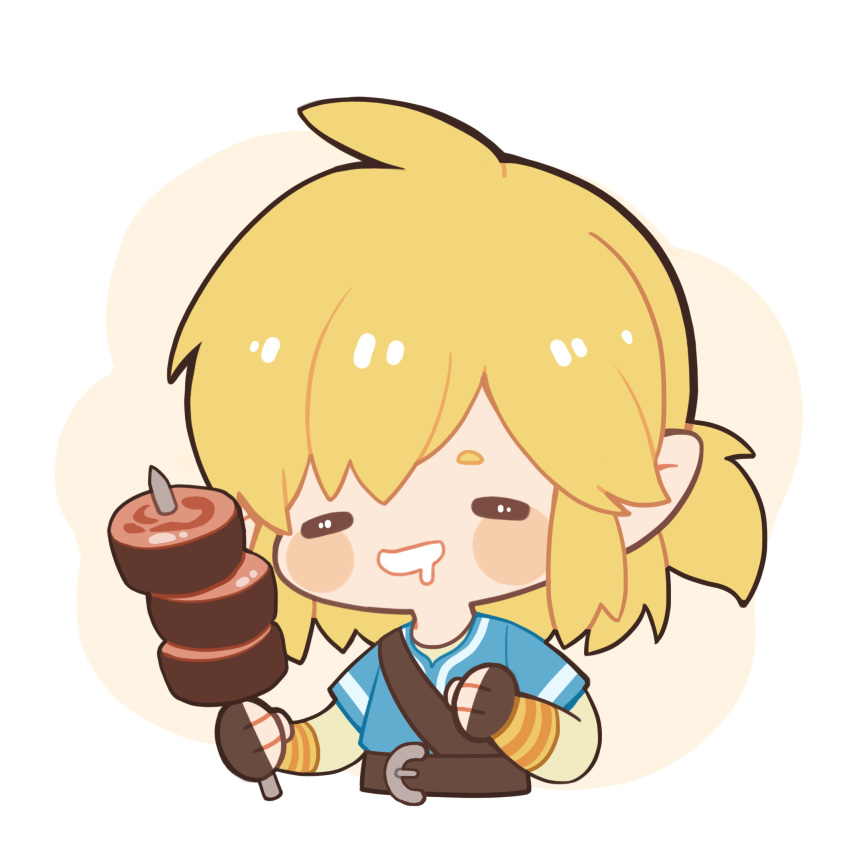 Safebooru - 1boy belt blonde hair blue shirt brown belt brown gloves chibi closed eyes cropped ...