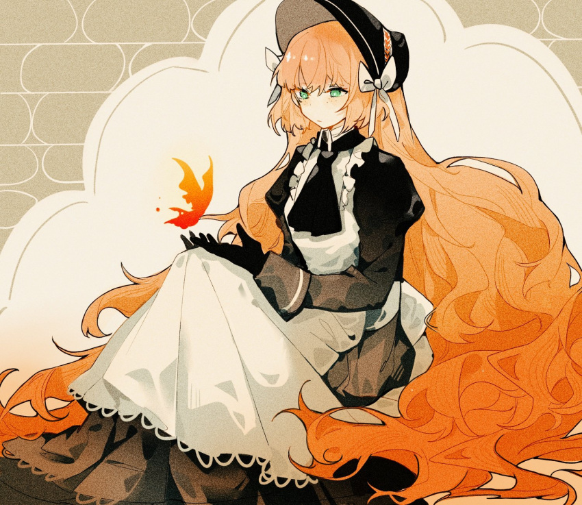 Safebooru - 1girl aislan apron ascot black ascot black dress black gloves bonnet bow bug ...