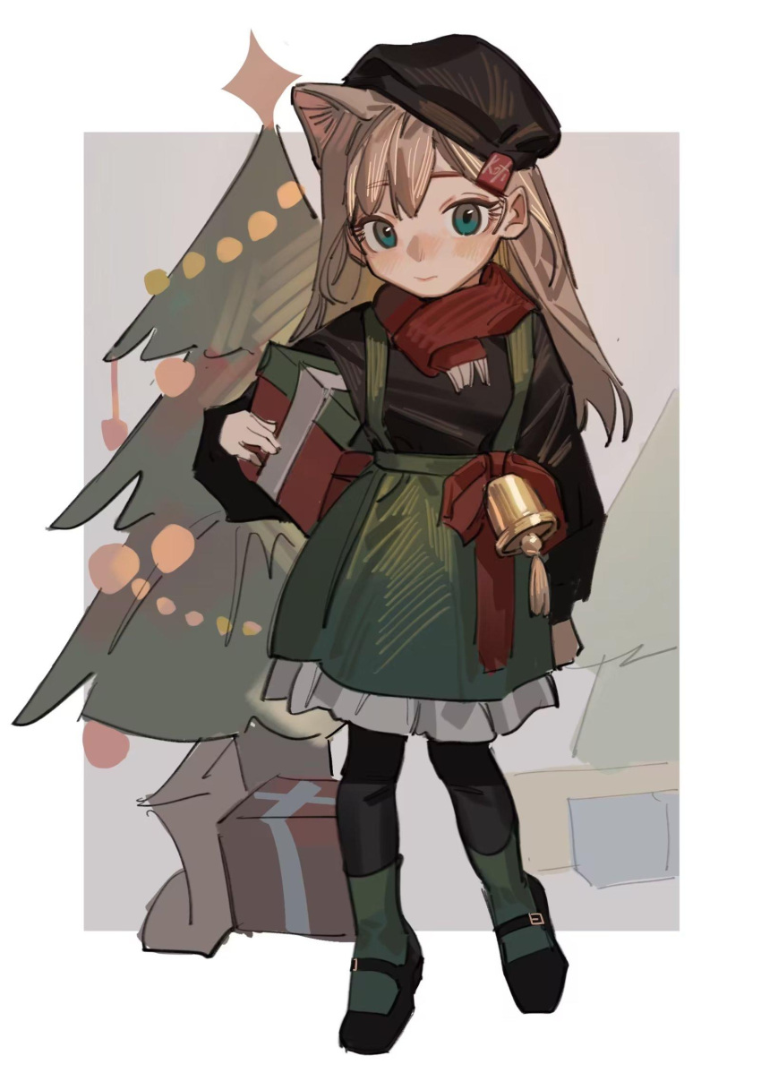 Safebooru - 1girl animal ears bell beret black footwear black headwear black pantyhose black ...