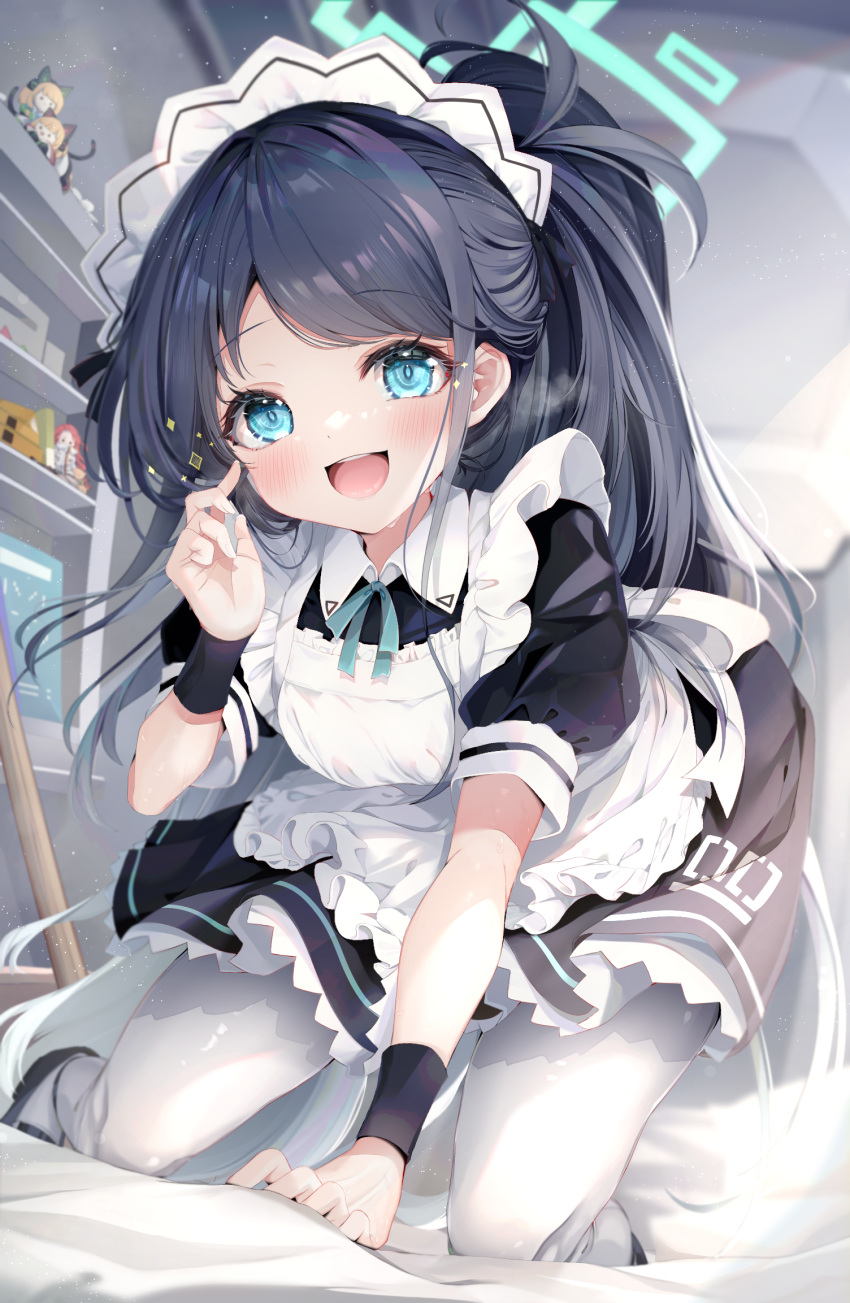 Safebooru - 1girl all fours apron aris (blue archive) aris (maid) (blue archive) black dress ...