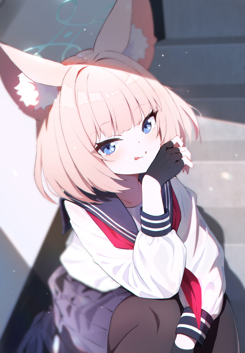 Safebooru - 1girl absurdres animal ears black gloves black pantyhose blue archive blue eyes blue ...