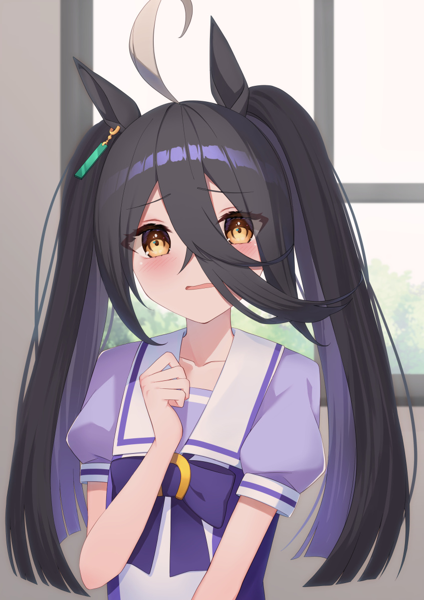 Safebooru - 1girl absurdres ahoge alternate hairstyle animal ears ...