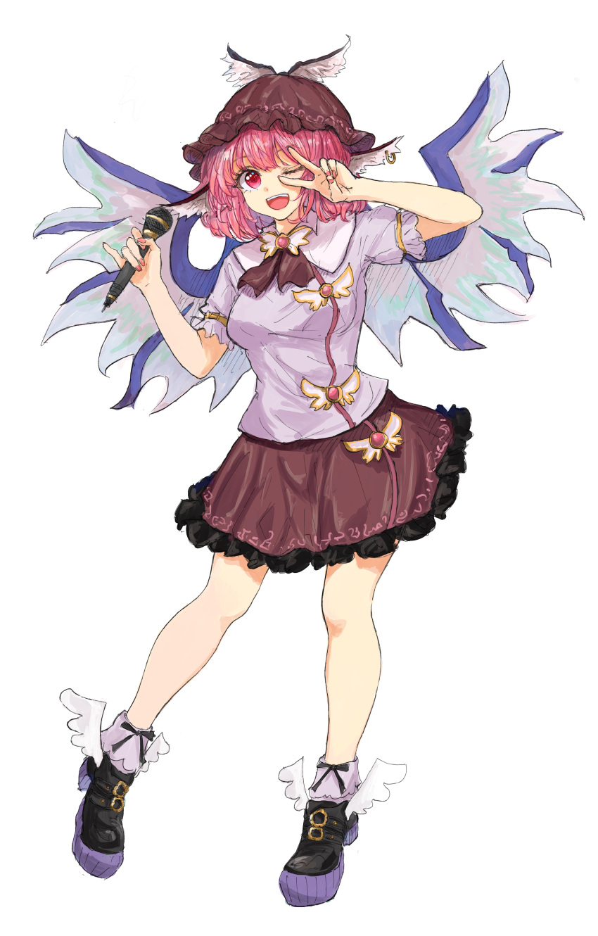 Safebooru - 1girl absurdres animal ears bird ears bird wings black footwear brown headwear brown ...