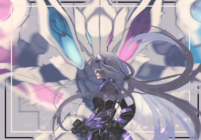 Safebooru - 1girl back battle black bodysuit black hair bodysuit fu hua fu hua (shadow knight ...