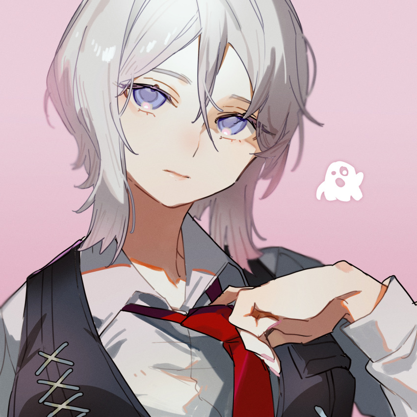 Safebooru - 1girl black vest blue eyes closed mouth collared shirt ...