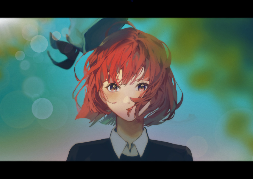 Safebooru - 1girl :o absurdres arima kana beret black bow blurry blurry background blush bob cut ...