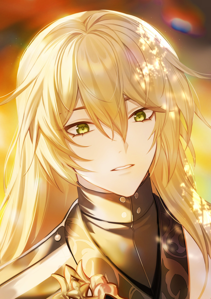 Safebooru - 1boy absurdres bishounen black gloves black shirt blonde hair chinese clothes coat ...