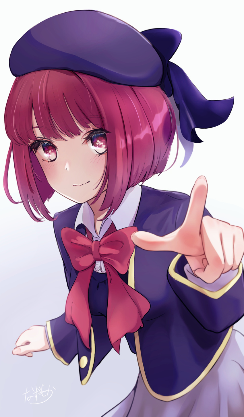 Safebooru - 1girl absurdres arima kana beret black bow black vest blue headwear blue jacket ...