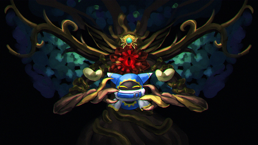 Safebooru - 1boy 1other black background closed eyes creature ...