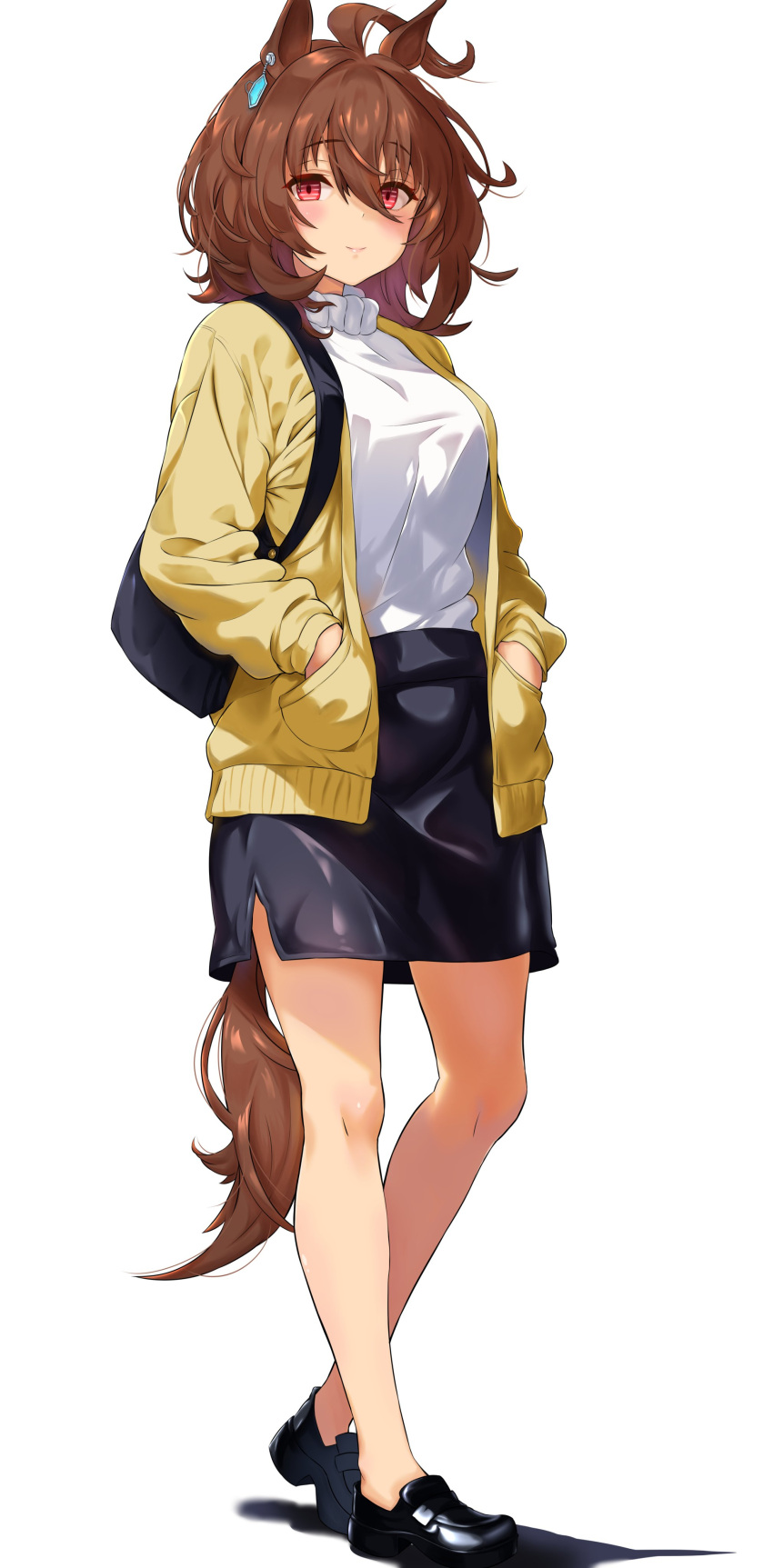 Safebooru - absurdres agnes tachyon (umamusume) ahoge animal ears bag black footwear black skirt ...