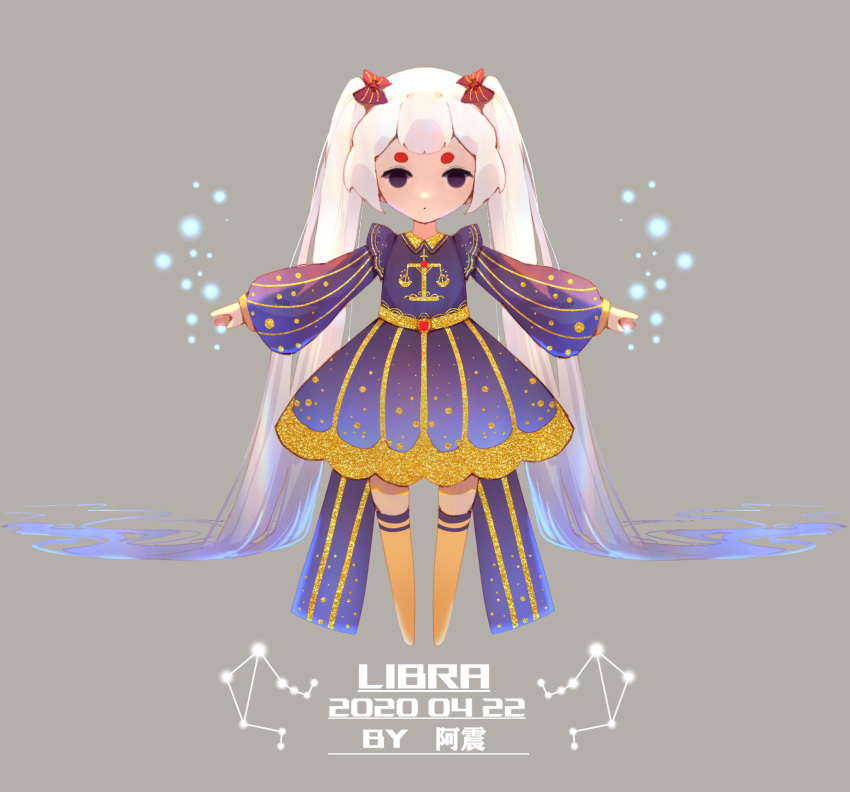 Safebooru - 1girl artist name black eyes blue hair boots bow chibi dated dot mouth dress full ...