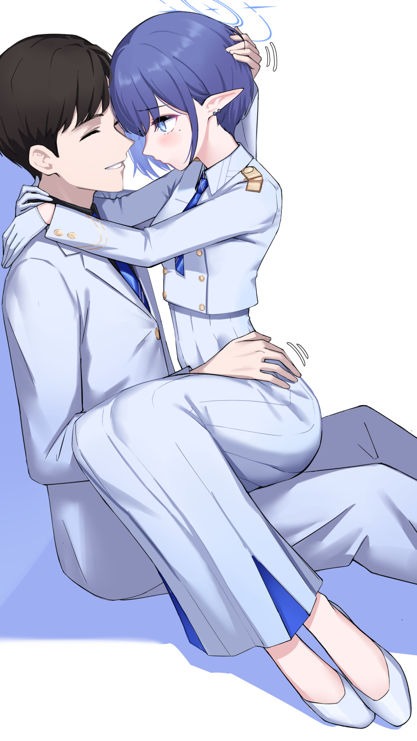 Safebooru - 1boy 1girl absurdres aoi (blue archive) aoi riko black hair blue archive blue eyes ...