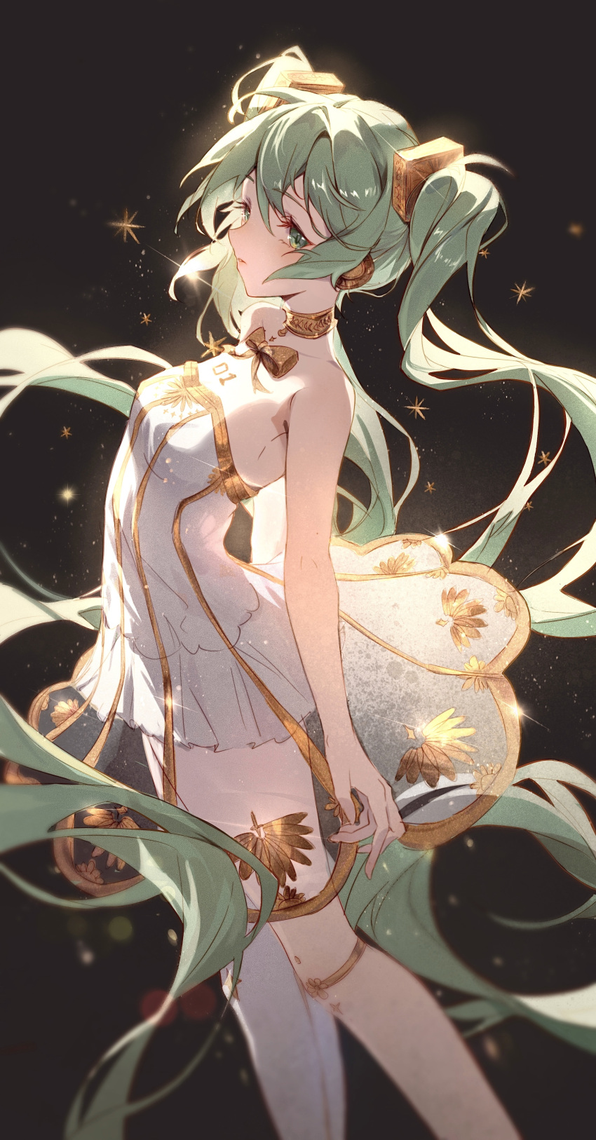 Safebooru - 1girl absurdly long hair absurdres arched back armpit crease arms at sides ...