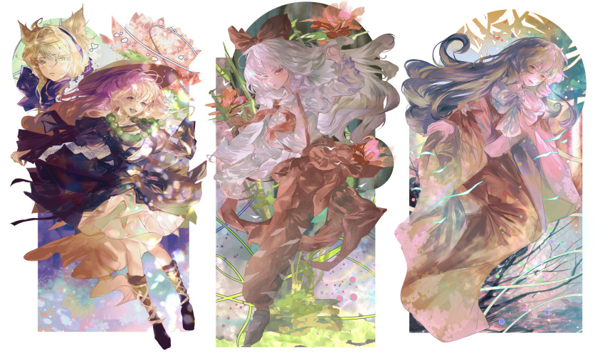 Safebooru - 4girls absurdres bamboo bead necklace beads black dress ...