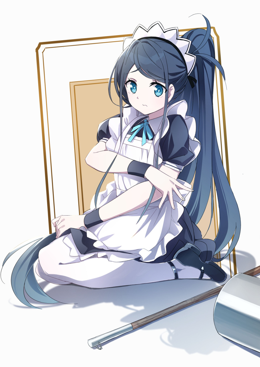 Safebooru - 1girl absurdres apron aris (blue archive) aris (maid) (blue archive) black dress ...