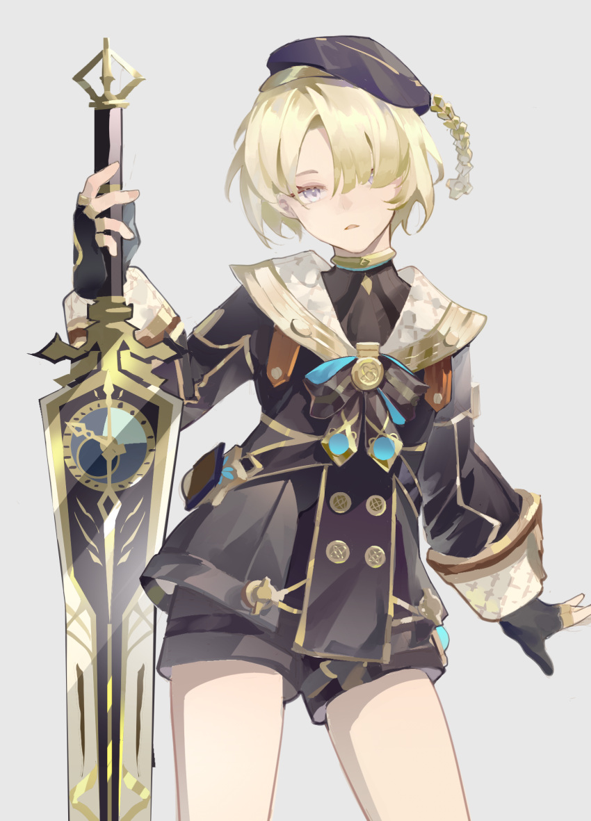 Safebooru - 1boy black coat black gloves black shorts blonde hair coat fingerless gloves ...