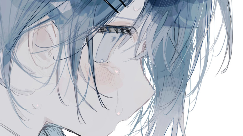 Safebooru - 1girl blue eyes blue hair blush close-up copyright request ...