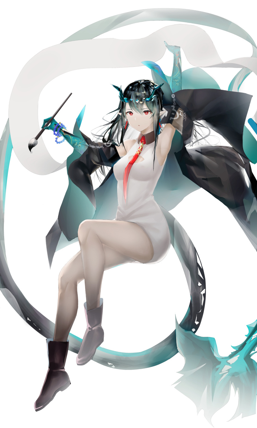 Safebooru - 1girl absurdres arknights armpits bare shoulders black hair boots cleavage cutout ...