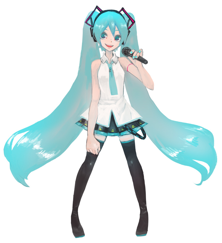 Safebooru - aqua hair blue hair full body happy hatsune miku highres ...