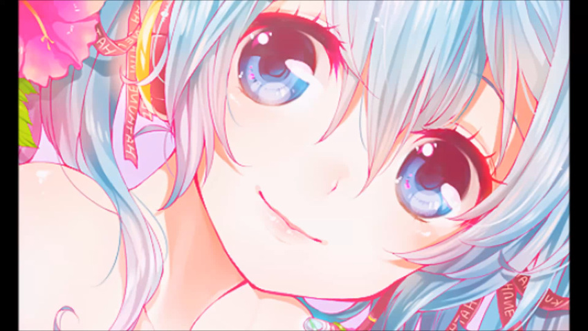 Safebooru - aqua eyes aqua hair artist request bare shoulders blue eyes blue hair character ...
