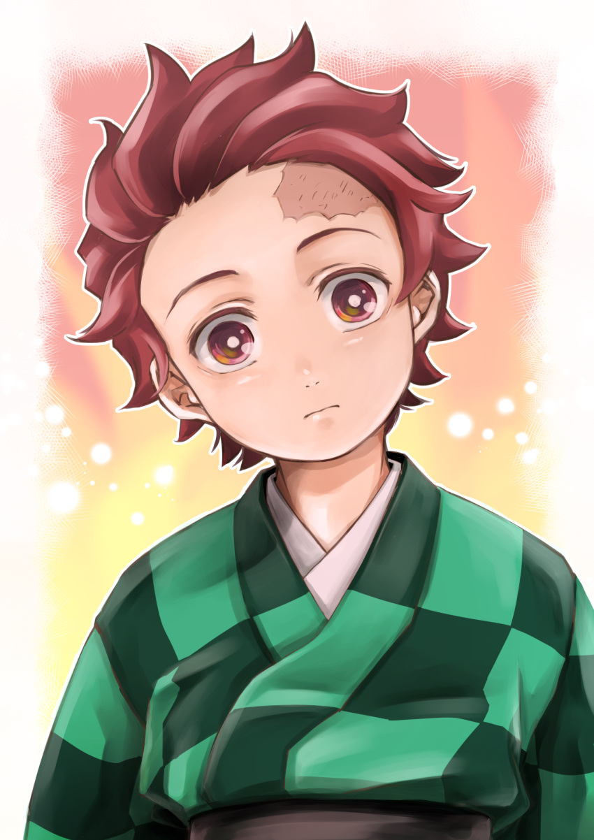 Safebooru - 1boy bright pupils checkered clothes checkered haori closed ...