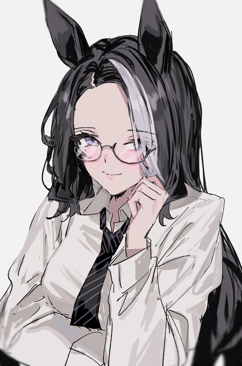 Safebooru - 1girl alternate costume animal ears bespectacled black-framed eyewear black hair ...