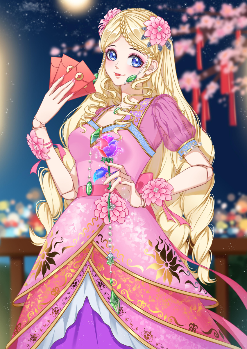 Safebooru - 1girl :p absurdres blonde hair blue eyes blurry blurry ...