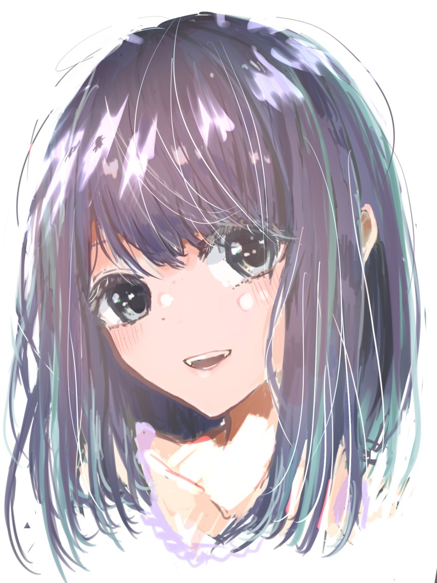 Safebooru - 1girl blue eyes blue hair blush collarbone commentary cropped torso highres kanaya ...