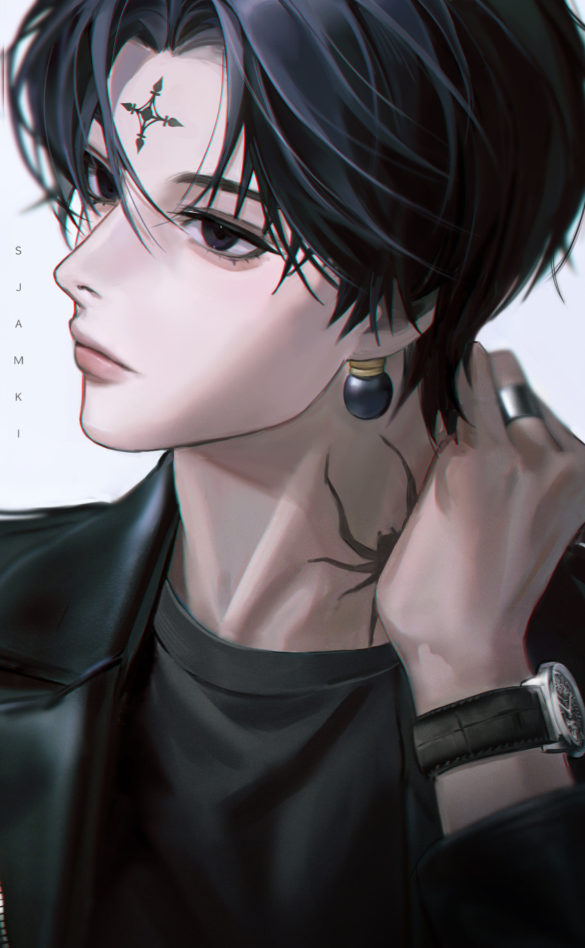 Safebooru - 1boy absurdres black eyes black hair black jacket black ...