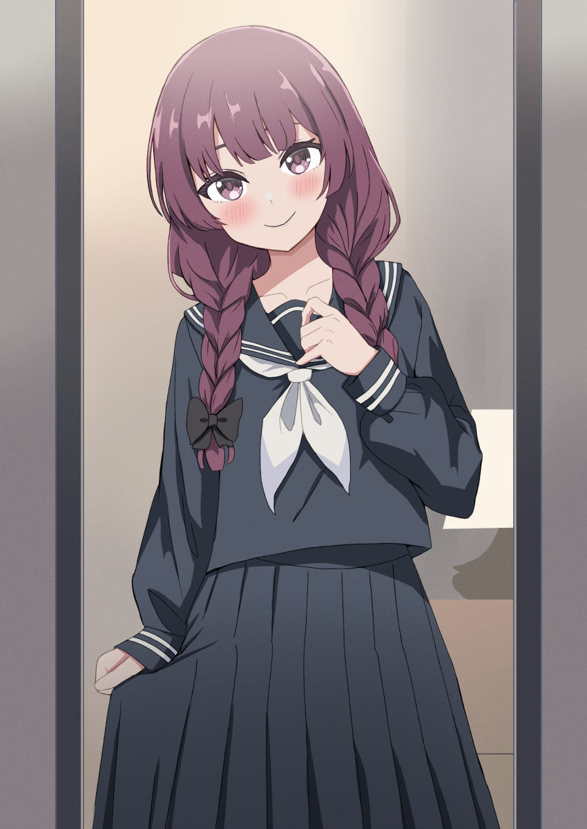 Safebooru - 1girl absurdres aged down alternate hairstyle black bow black sailor collar black ...