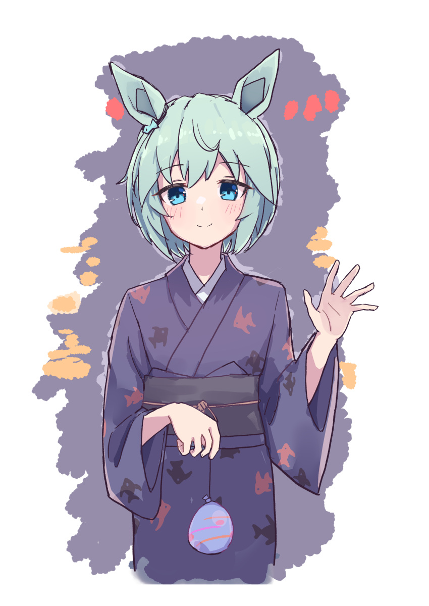 Safebooru - 1girl absurdres alternate costume animal ears animal print aqua hair blue eyes blush ...