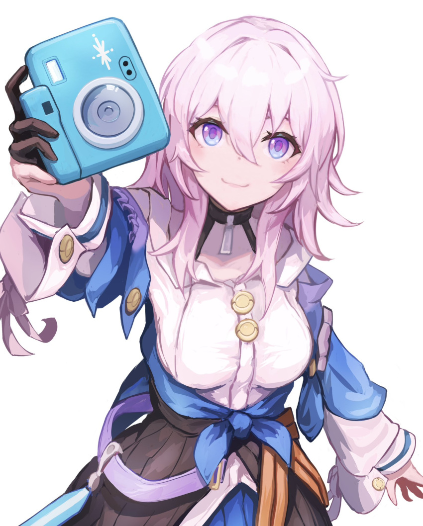 Safebooru - 1girl black choker black corset black gloves blue eyes blue jacket blue skirt ...