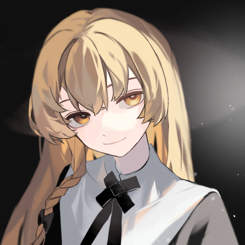 Safebooru - 1girl absurdres black bow black dress blonde hair bow braid closed mouth clynxen ...