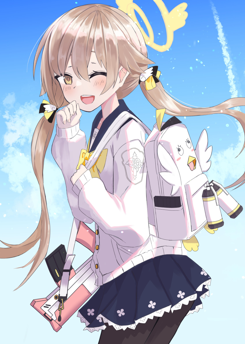 Safebooru - 1girl absurdres backpack bag black pantyhose blue archive brown eyes brown hair halo ...