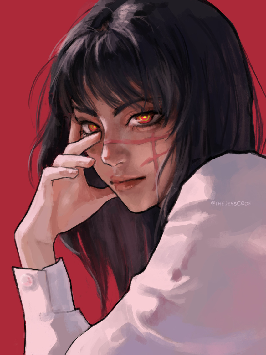 Safebooru - 1girl absurdres black hair chainsaw man cross scar dress fourth east high school ...