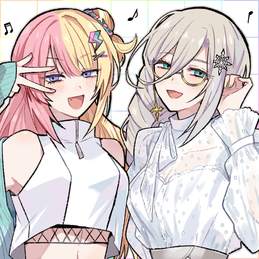 Safebooru - 2girls aia amare aqua eyes blonde hair braid crop top hair ...