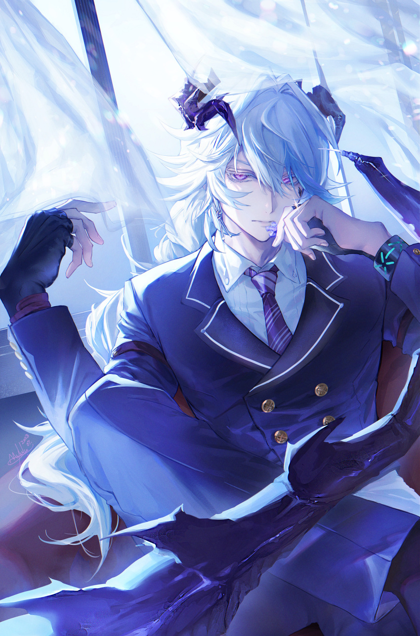 Safebooru 1boy Absurdres Arknights Bishounen Black Gloves Crossed 4311