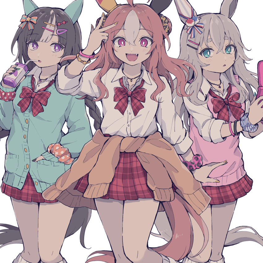 Safebooru - 3girls ? ahoge alternate costume animal ears beret blue ...