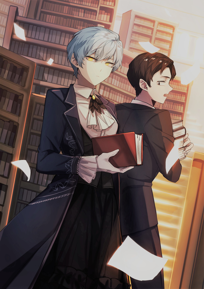 Safebooru - 1boy 1girl absurdres angela (project moon) ascot black eyes black hair black jacket ...