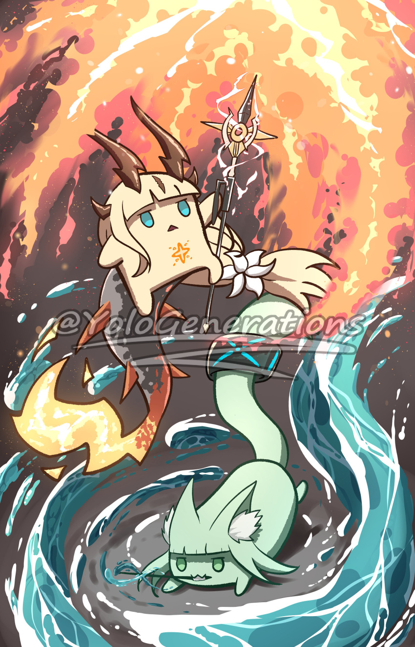 Safebooru - absurdres animal animalization cat dynamic pose fire ...