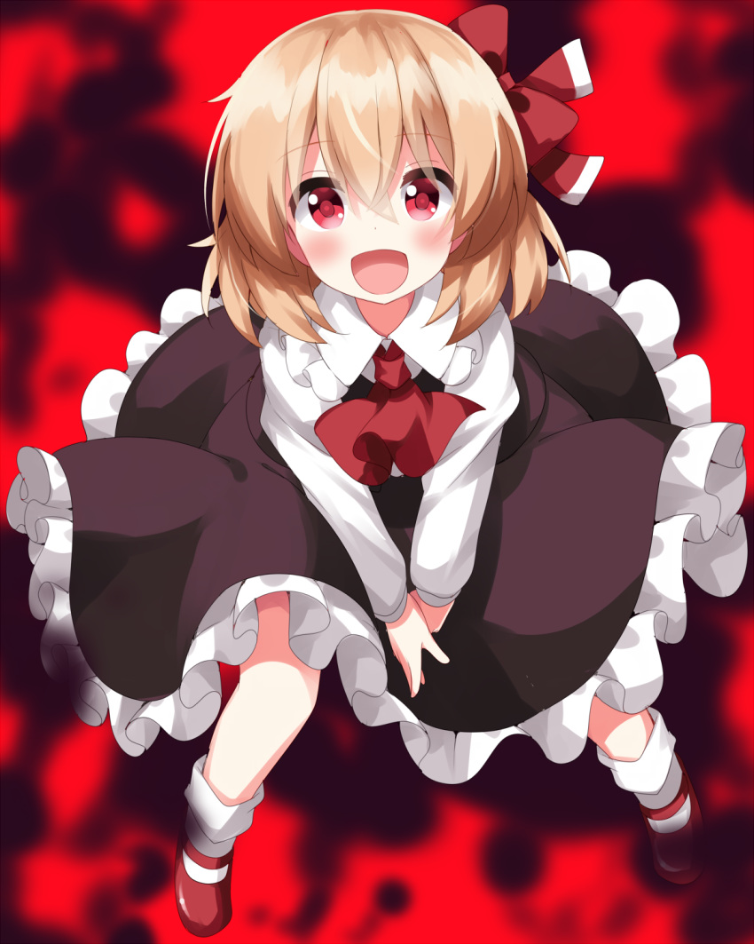Safebooru - 1girl ascot black skirt black vest blonde hair blush collared shirt frilled skirt ...