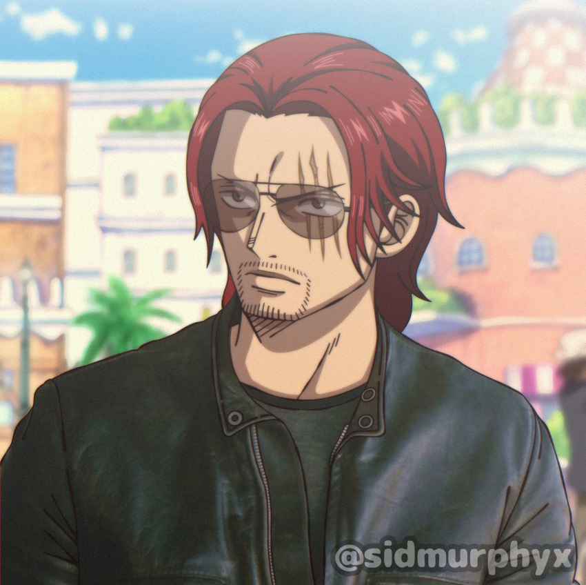 Safebooru - 1boy artist name black jacket closed mouth facial hair ...